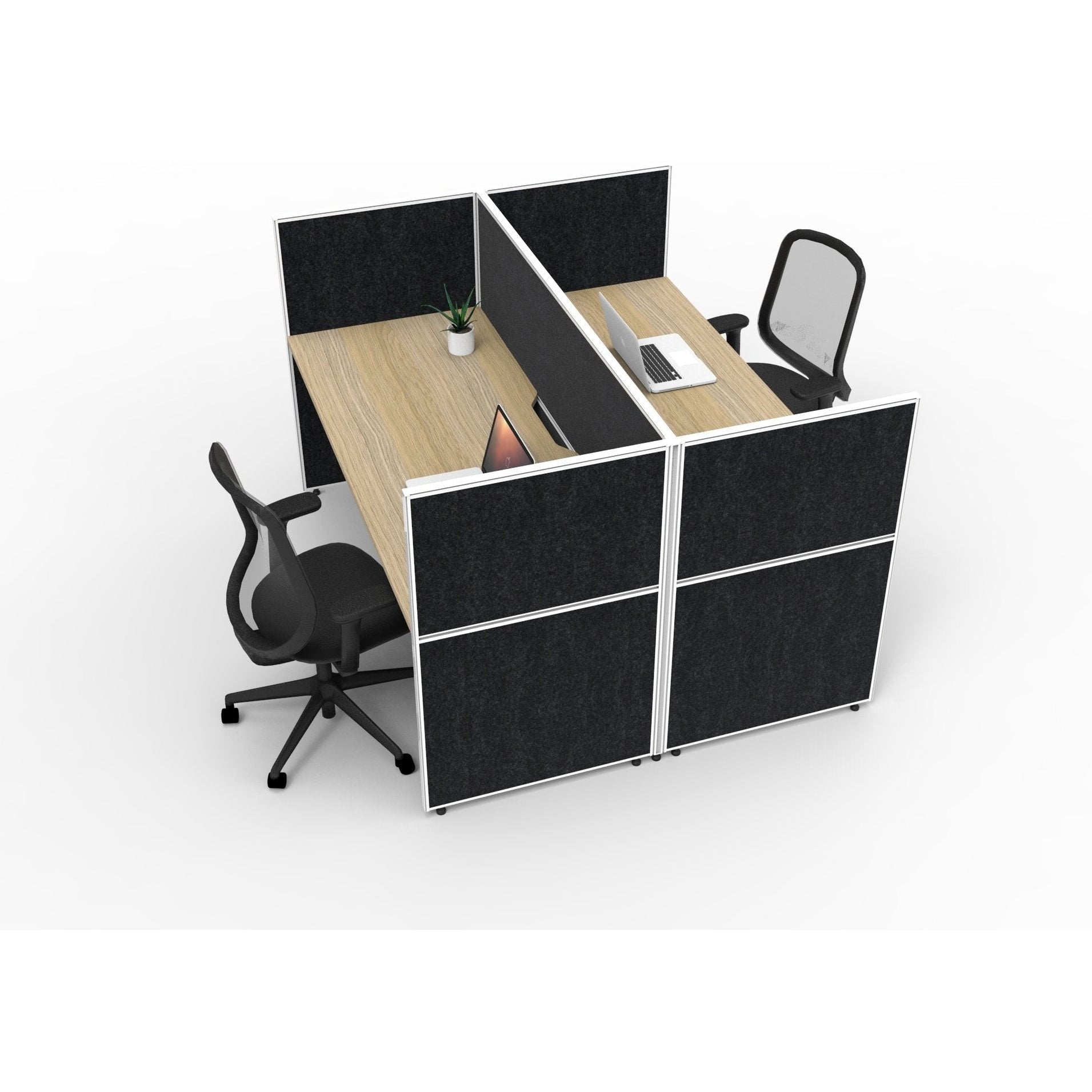 SHUSH30 Double Sided Workstation - 2 Person - Screen Hung Tops - Oak ...