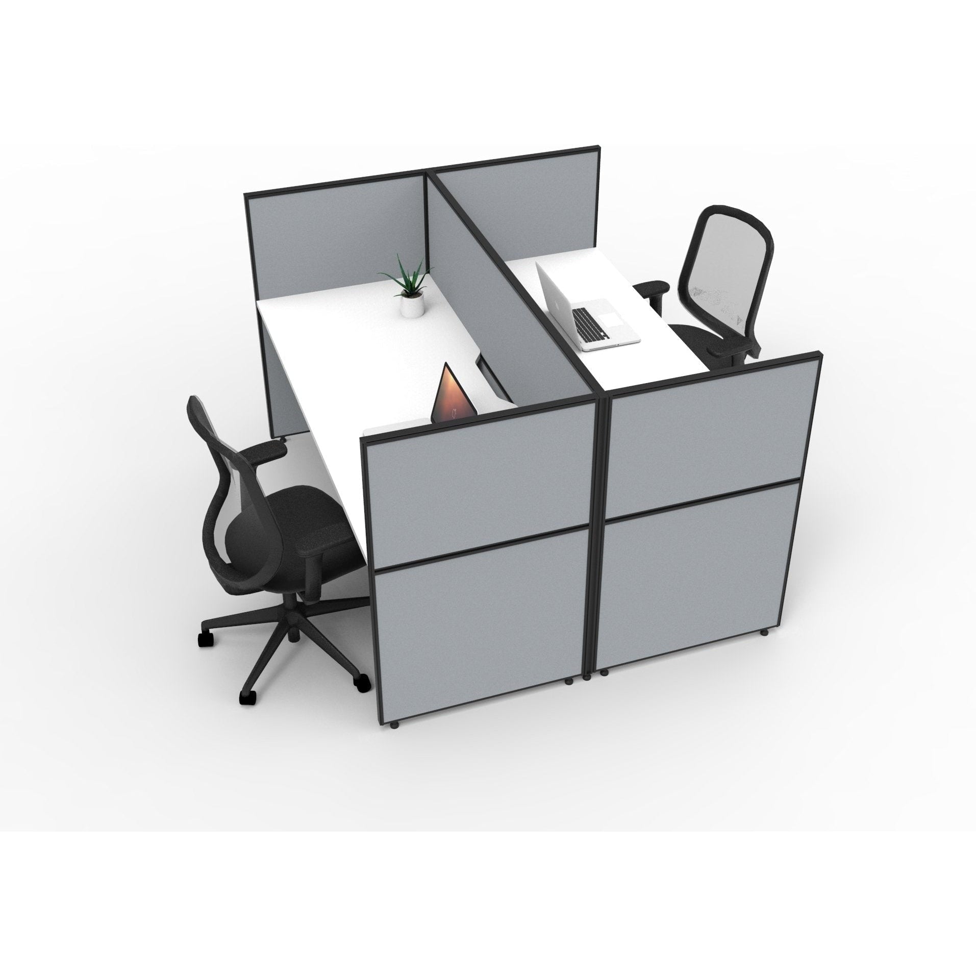 SHUSH30 Double Sided Workstation - 2 Person - Screen Hung Tops - White ...