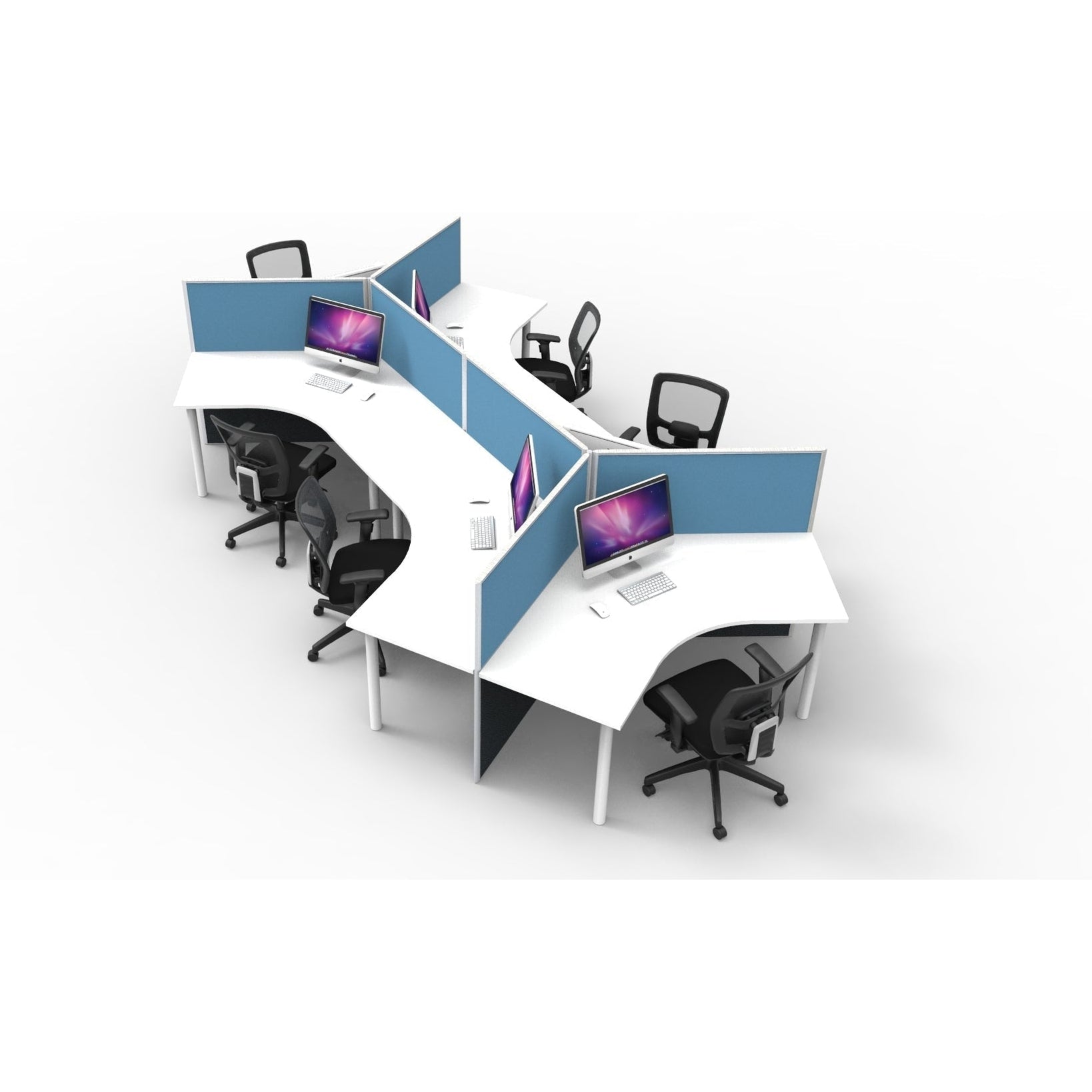 120° Degree 6 Person Pod Workstation Rapid Screen