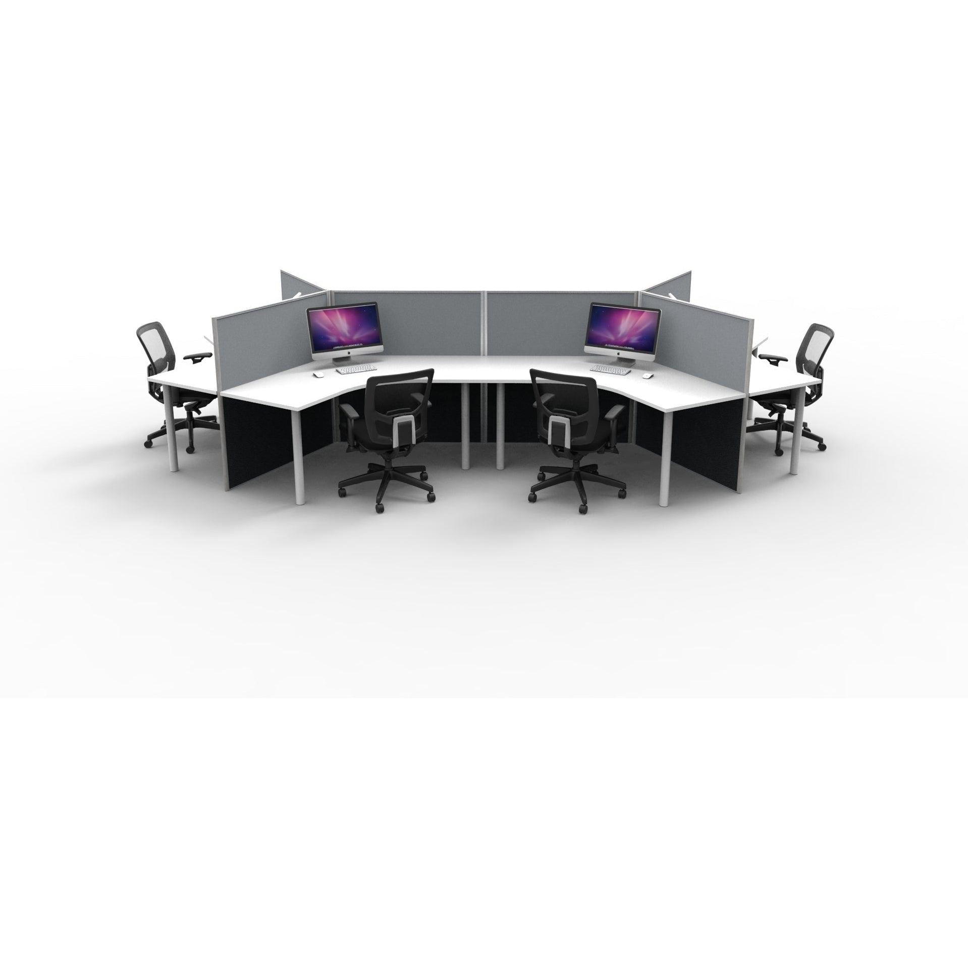 120° Degree 6 Person Pod Workstation Rapid Screen