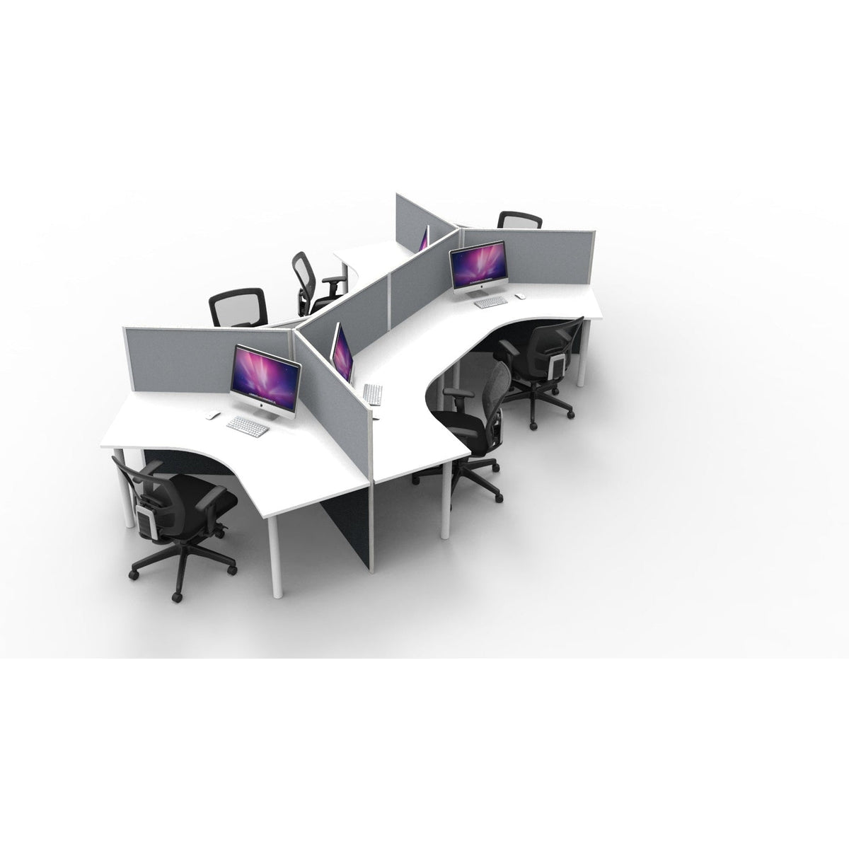 120° Degree 6 Person Pod Workstation Rapid Screen