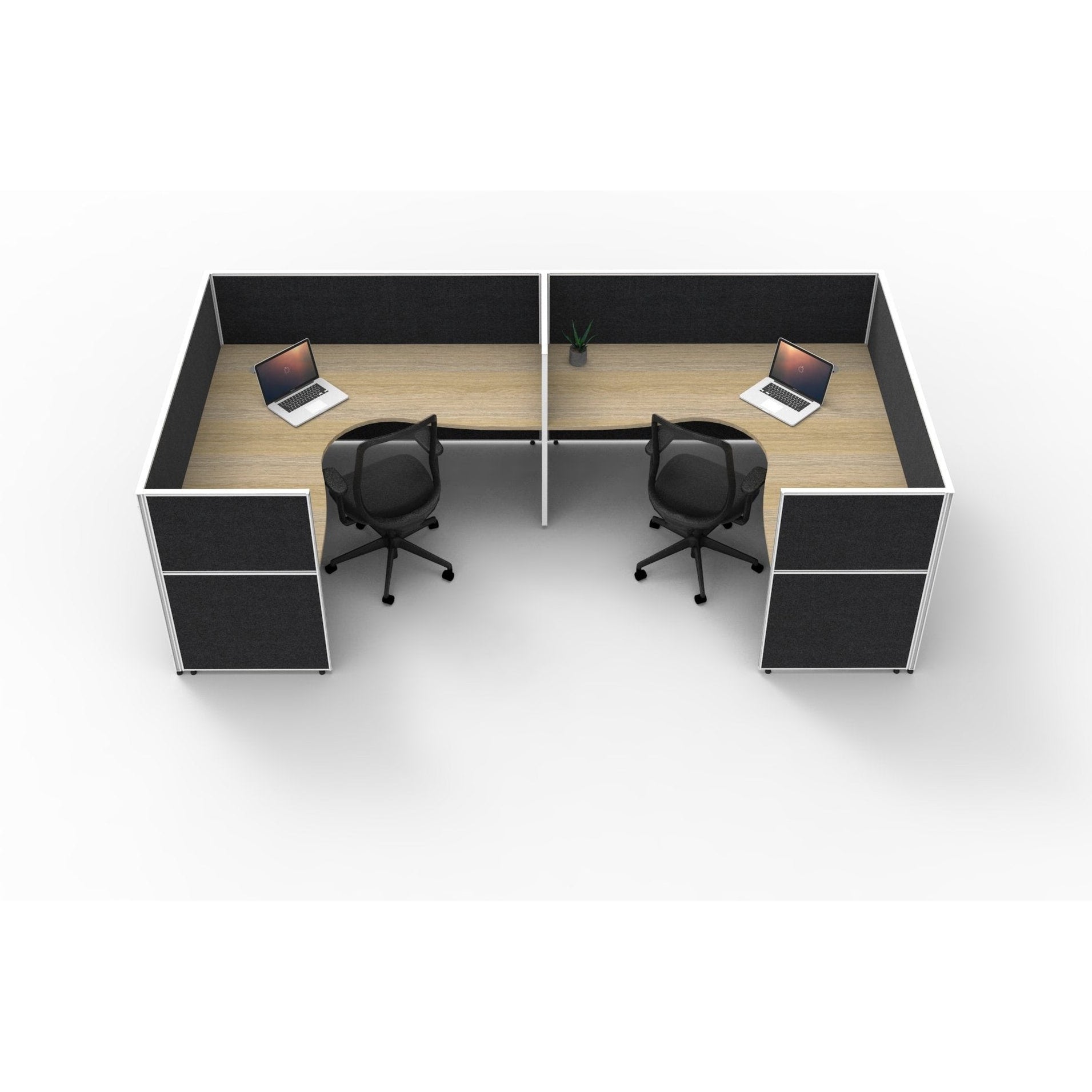 SHUSH30 Corner Workstations - 2 Person 'U' Configuration - Screen Hung ...