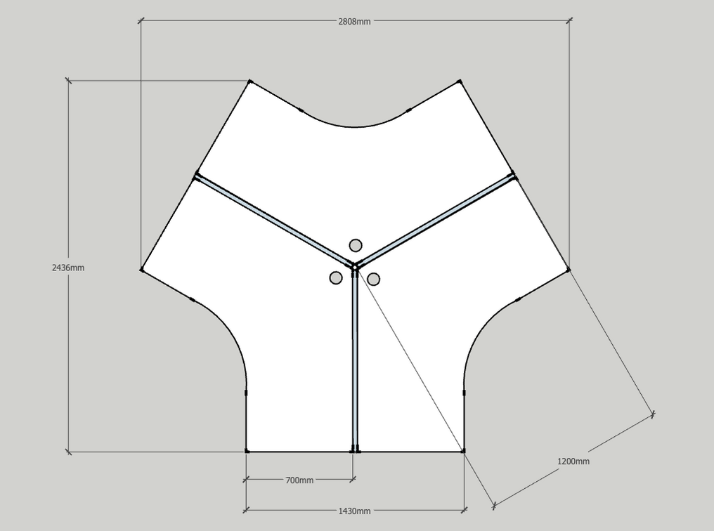 120° Degree 6 Person Pod Workstation Rapid Screen