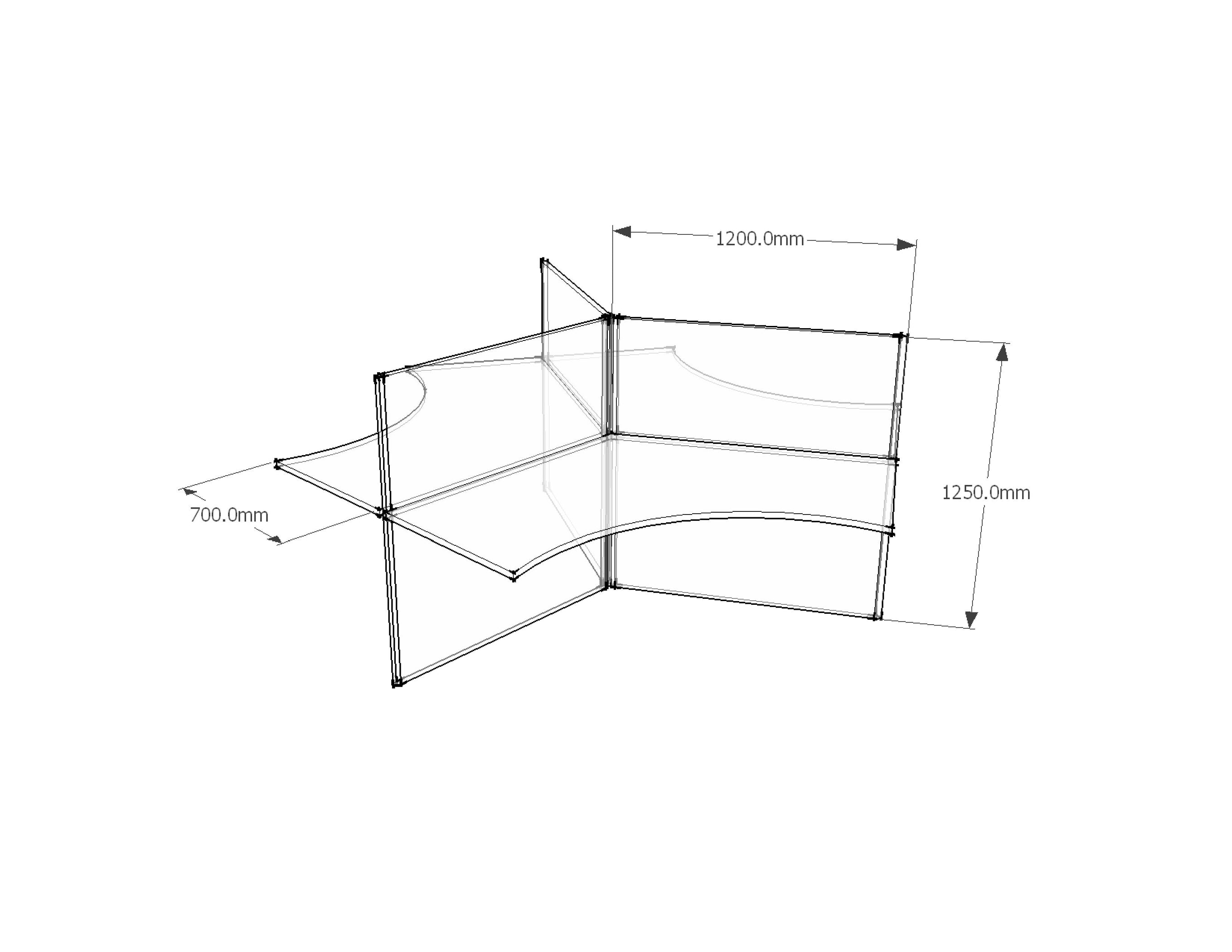 120° Degree 6 Person Pod Workstation Rapid Screen