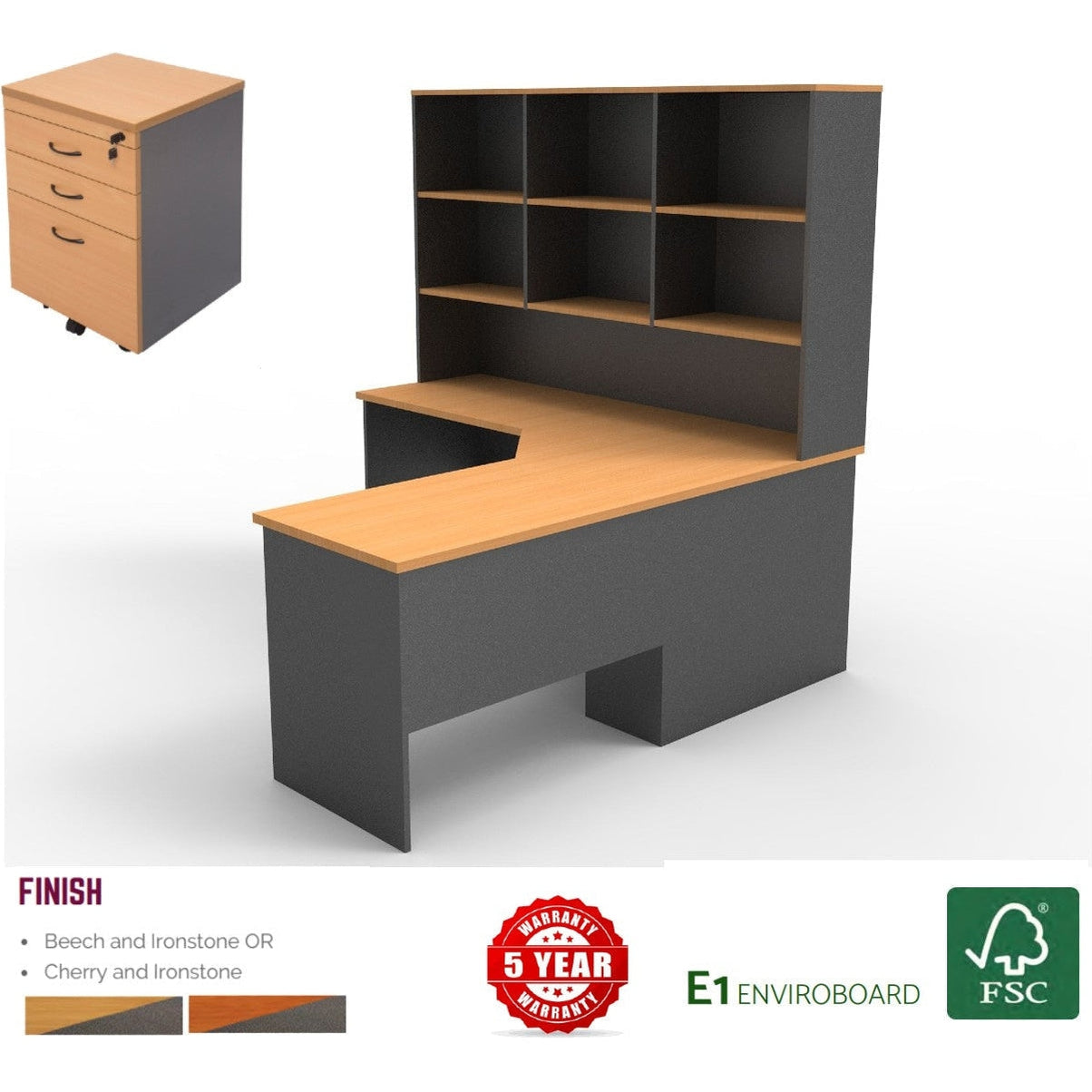 Corner Office Desk - Rapid Worker Corner Workstation with Hutch